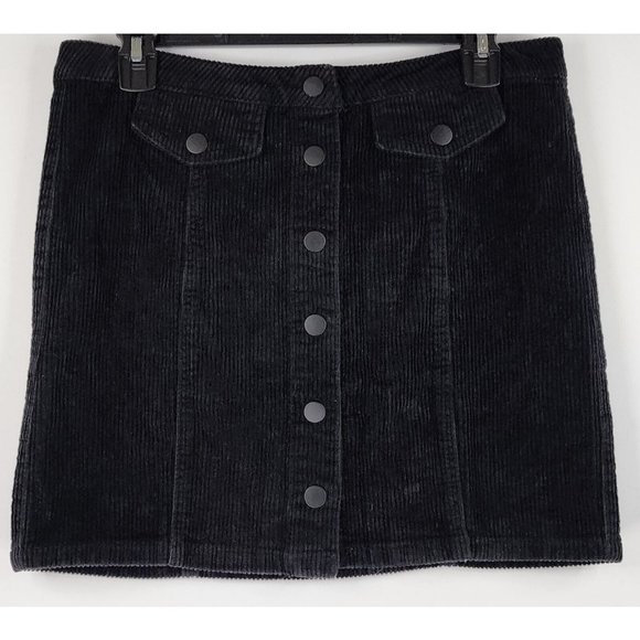 Blue Splice | Skirts | Blue Splice Skirt Womens 9 Black Corduroy Snap ...